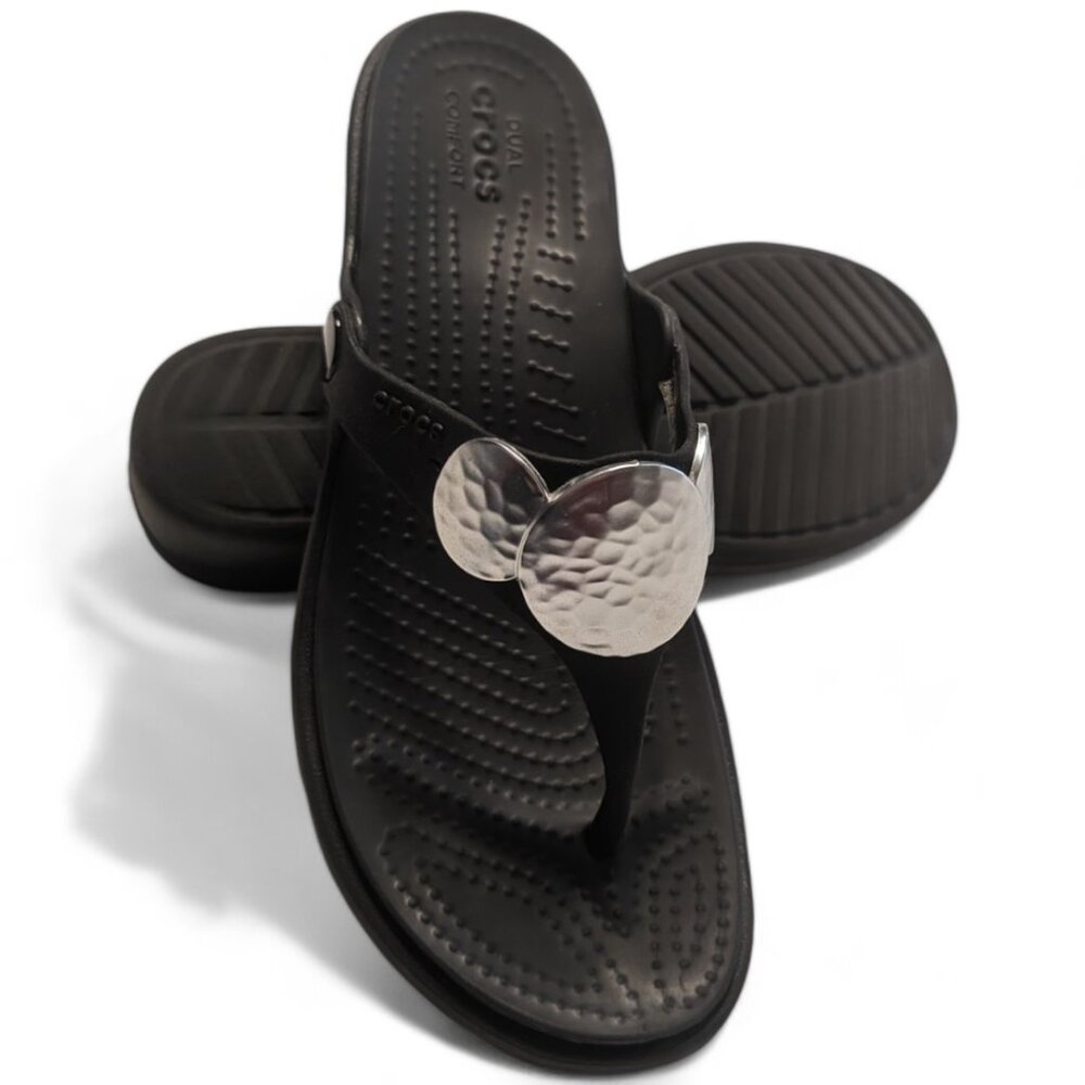 Crocs Sanrah Rare Htf Hammered Silver Embellished Wed… - Gem